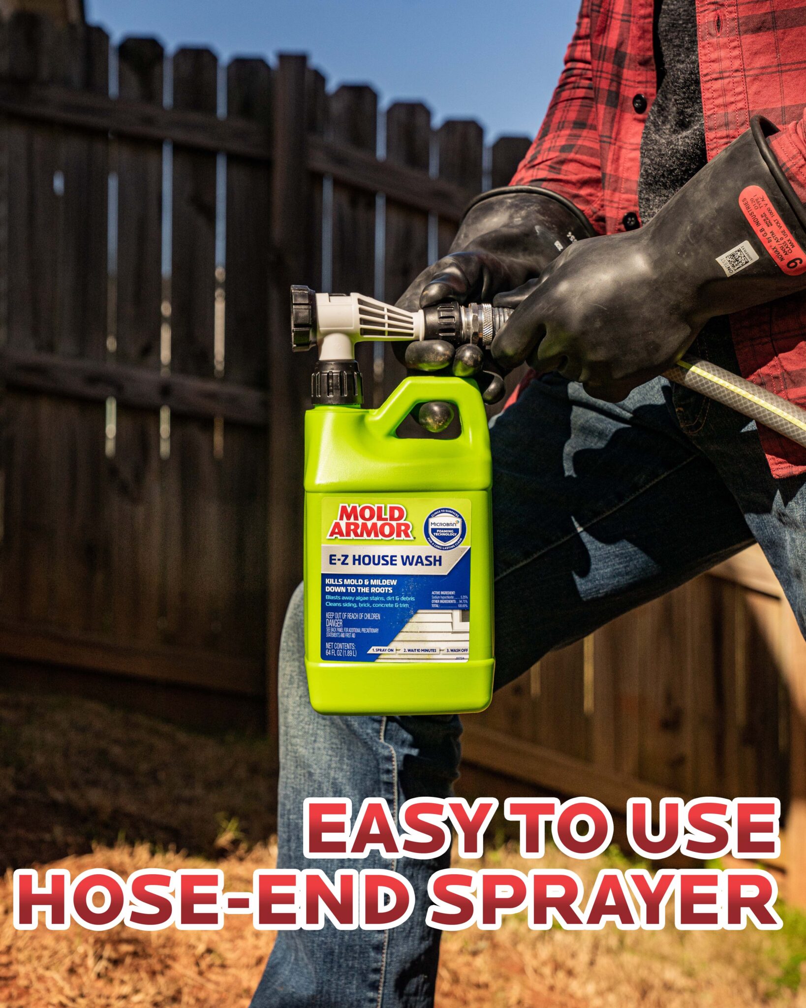 64 oz. E-Z House Wash - Brick, Concrete, Trim & Siding Cleaner - Mold Armor